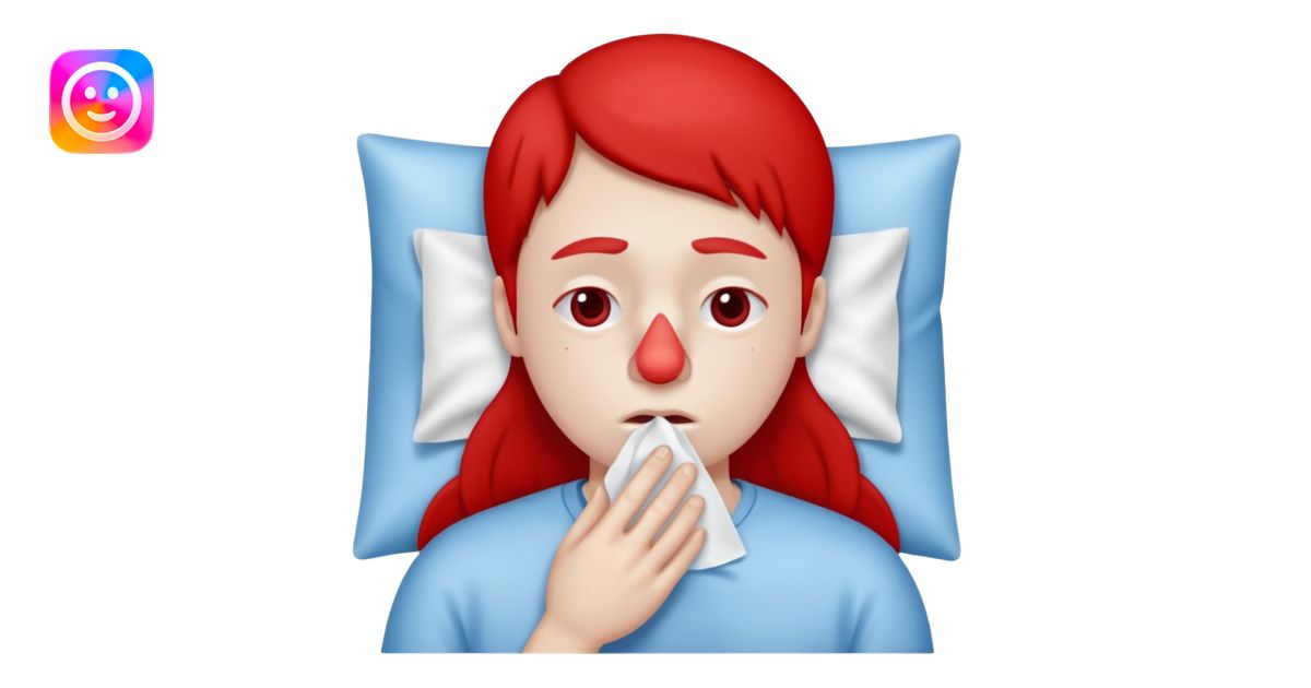 sick person with tissue on nose, fever and red nose. emoji | AI Emoji ...
