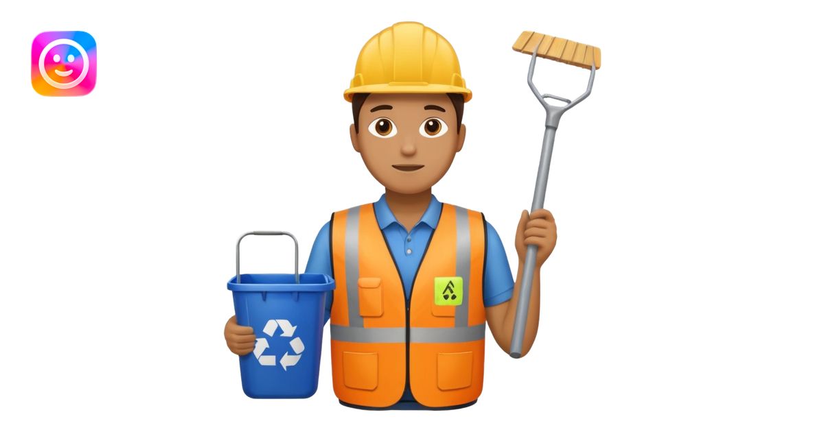 Waste Management, safety vest, trash picker emoji | AI Emoji Generator