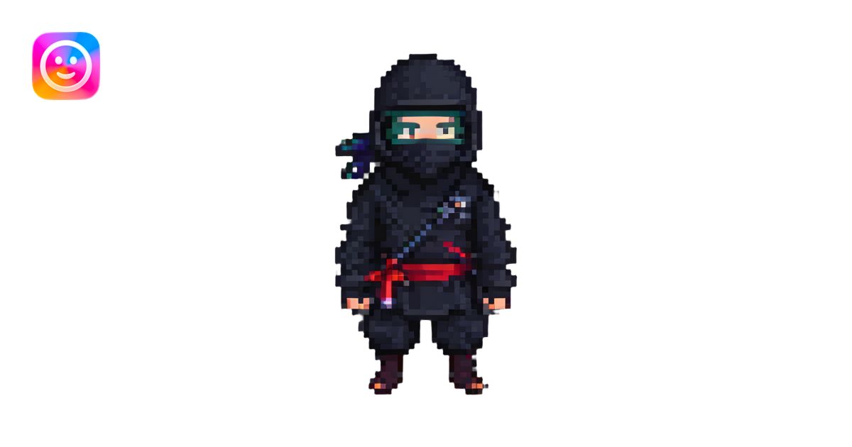 pixel art masked ninja illustration | AI Emoji Generator