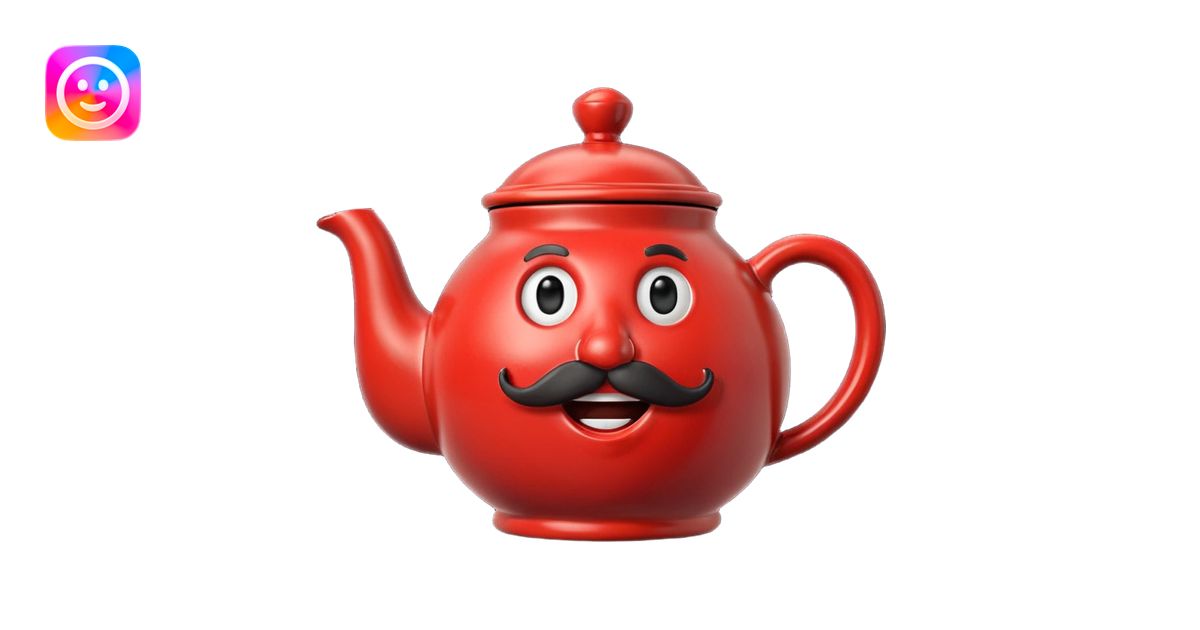 talking teapot red with mustach emoji | AI Emoji Generator