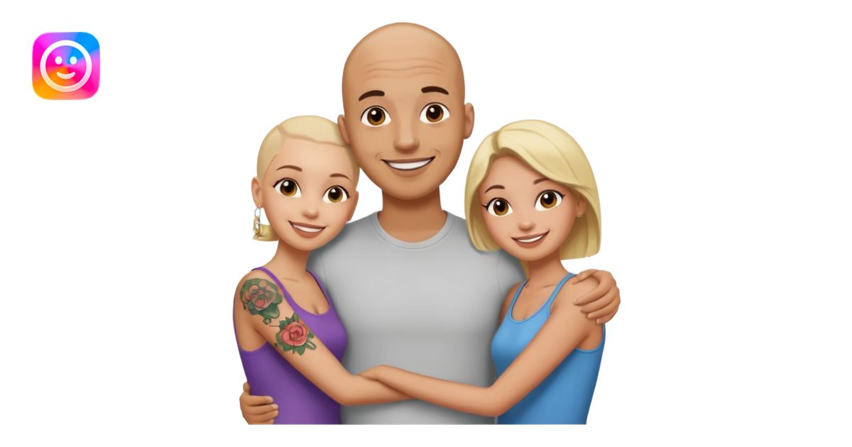 throuple tatted bald boyfriend with blonde girl friend and brunette ...