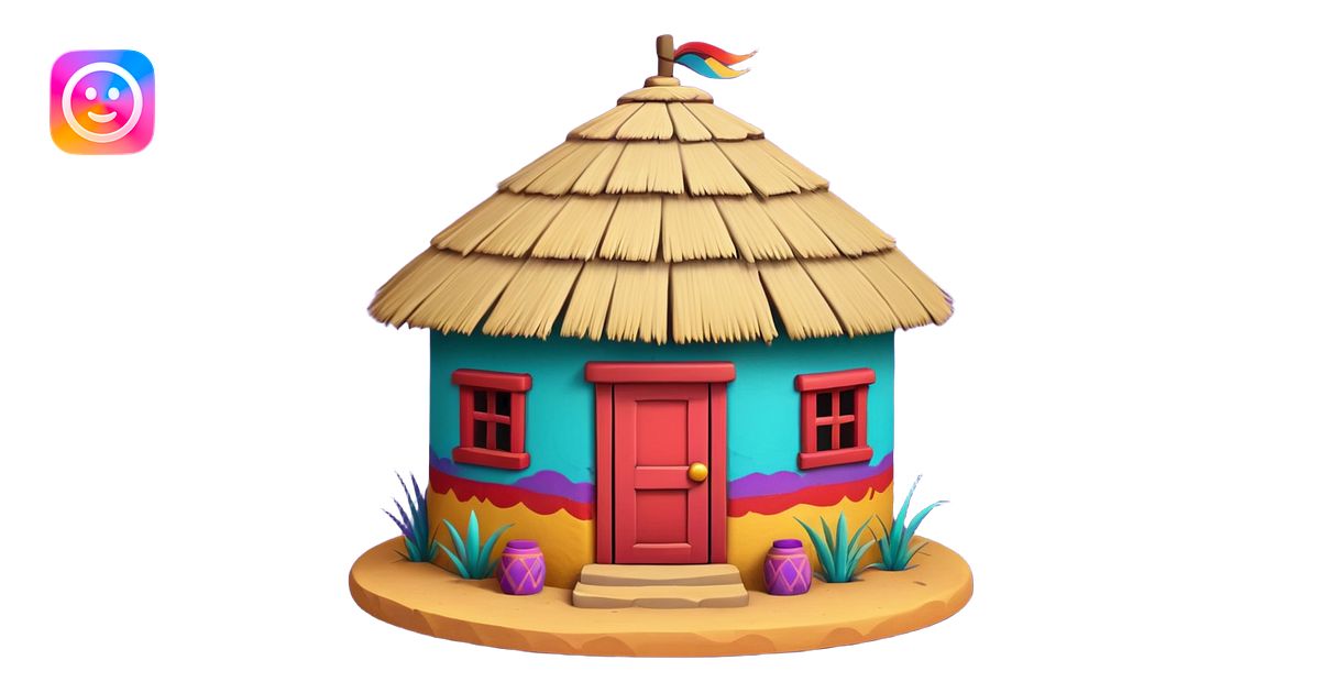 African mud hut tribal house, round adobe clay hut, thatched roof ...