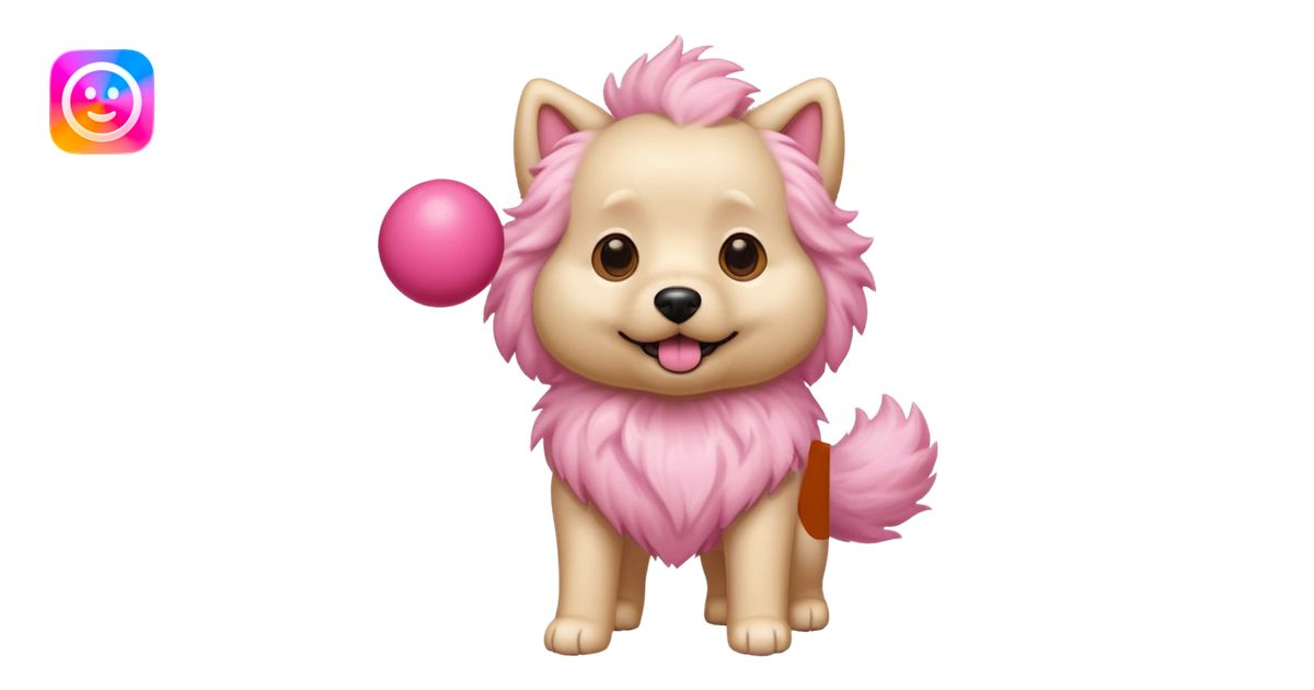 pink girly dog playing fetch emoji | AI Emoji Generator