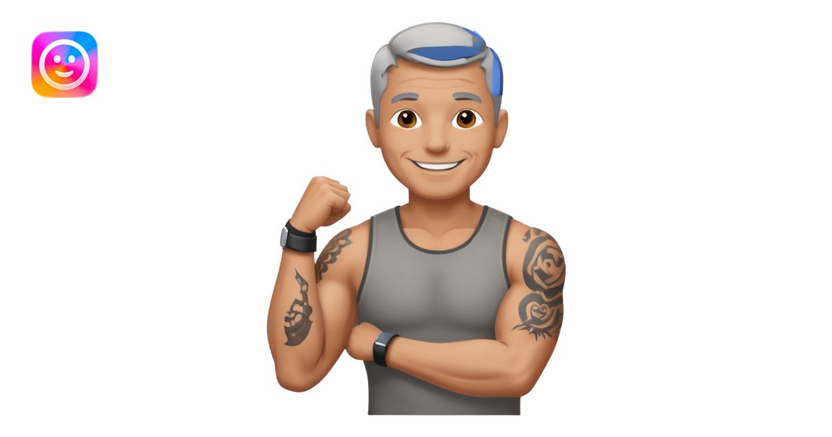 un homme de 50 ans, cheveux court gris, musclé avec le bras droit ...