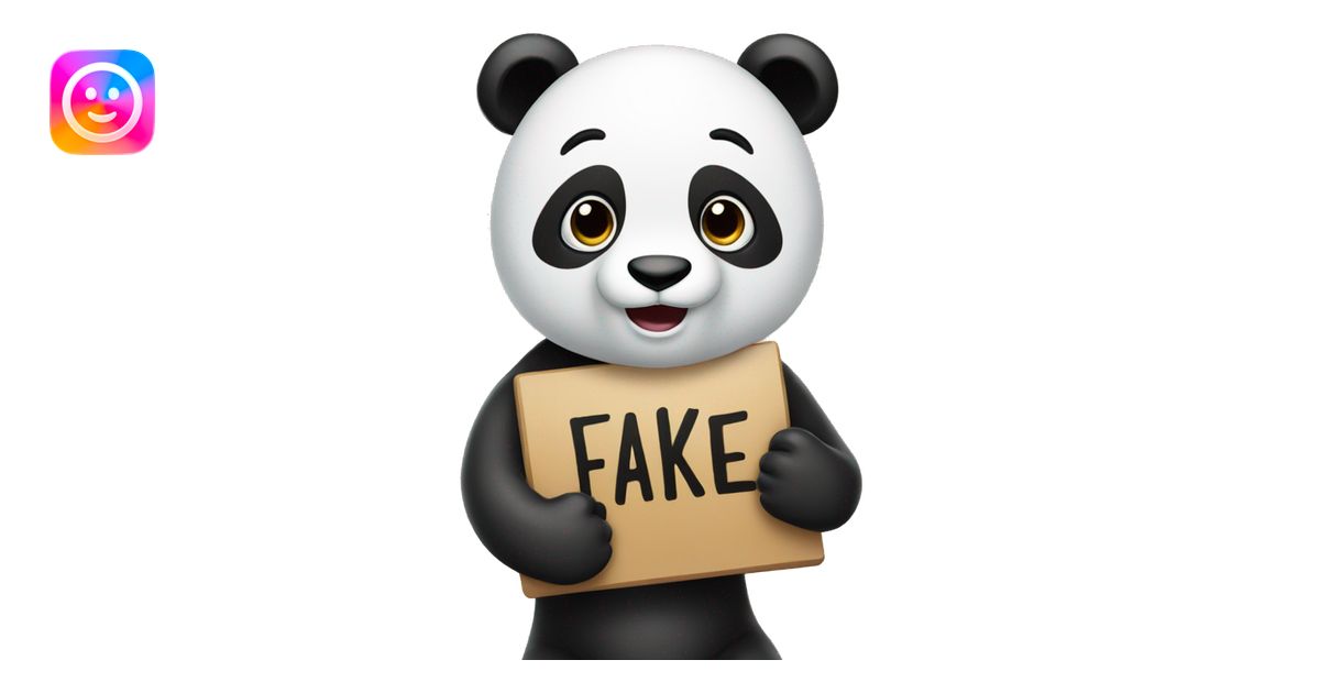 A panda holding up a Sign that says “fake” emoji | AI Emoji Generator