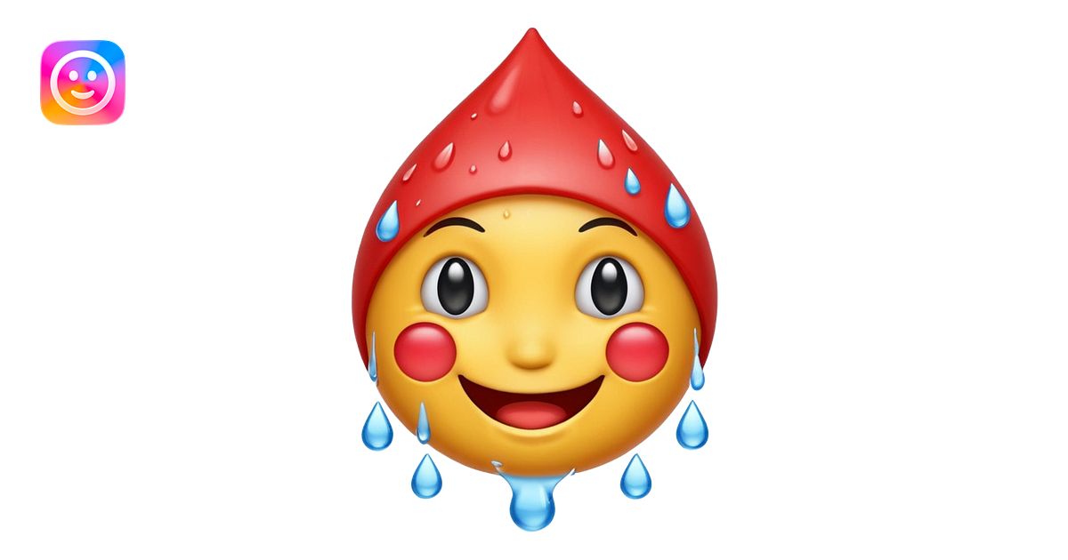 Emoji smiley face with water drop on head but make water drop red emoji ...