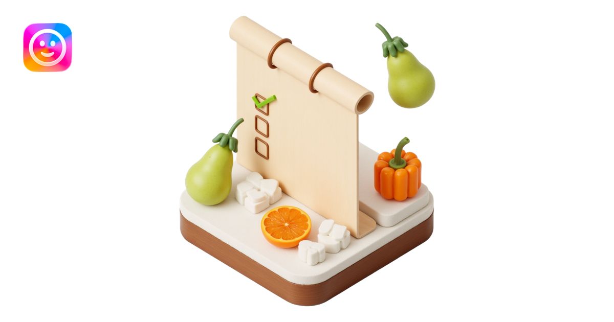 Floating Ingredients Around a List (with Transparent Background) 3D ...