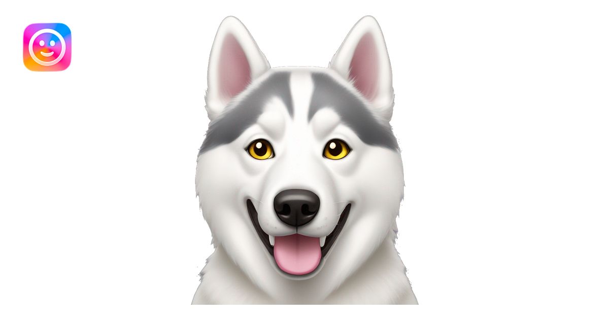White husky with pink nose and yellow eyes emoji | AI Emoji Generator