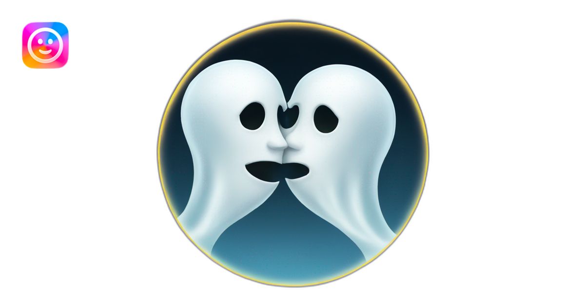 a female ghost and a male ghost kissing in a Ying and yang emoji | AI ...
