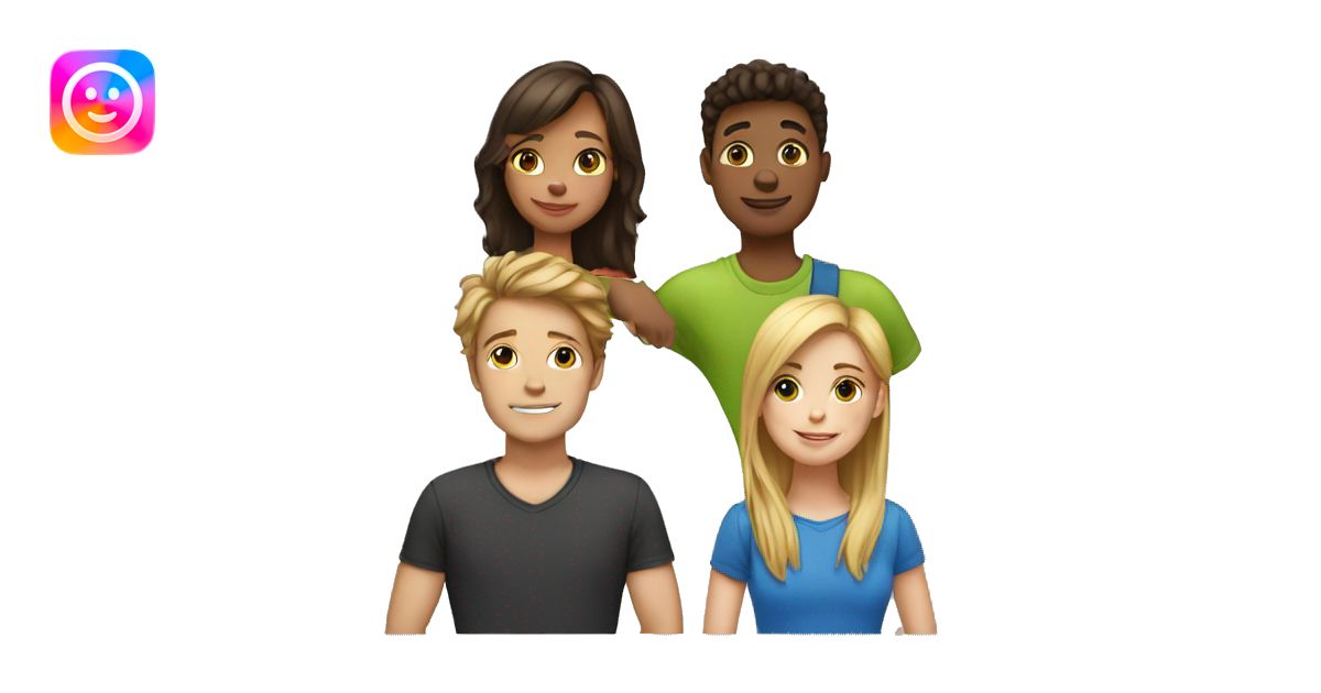 team of 4 friends 1 girl and 3 boys emoji | AI Emoji Generator