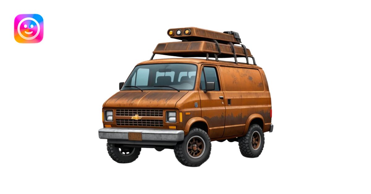Hot Premium 1985 Dark Trooper Chevy Astro rust off-road van emoji | AI ...