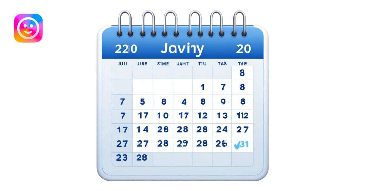 a blue calendar with dates going from 1 to 30 emoji | AI Emoji Generator