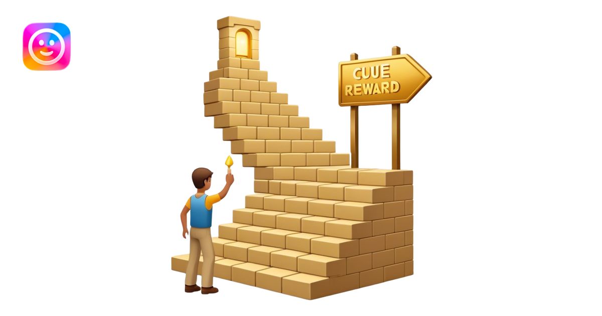 represents the habit formation process with a person stacking bricks to ...