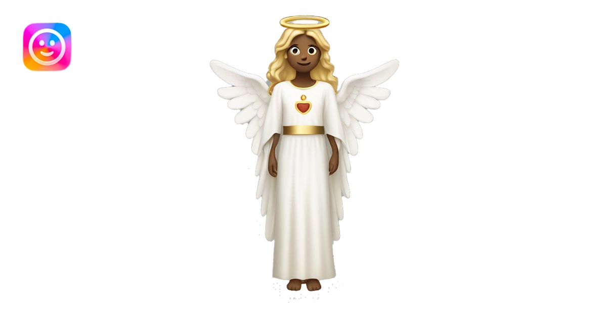 Angel with golden halo, subtle red and green accents emoji | AI Emoji ...