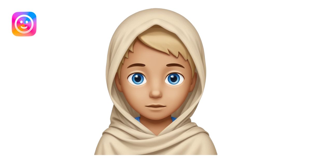 blue eyed desert child with creme cloth emoji | AI Emoji Generator