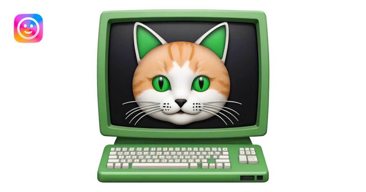 mac os icon code computer retro terminal, black, green white, cat draw ...