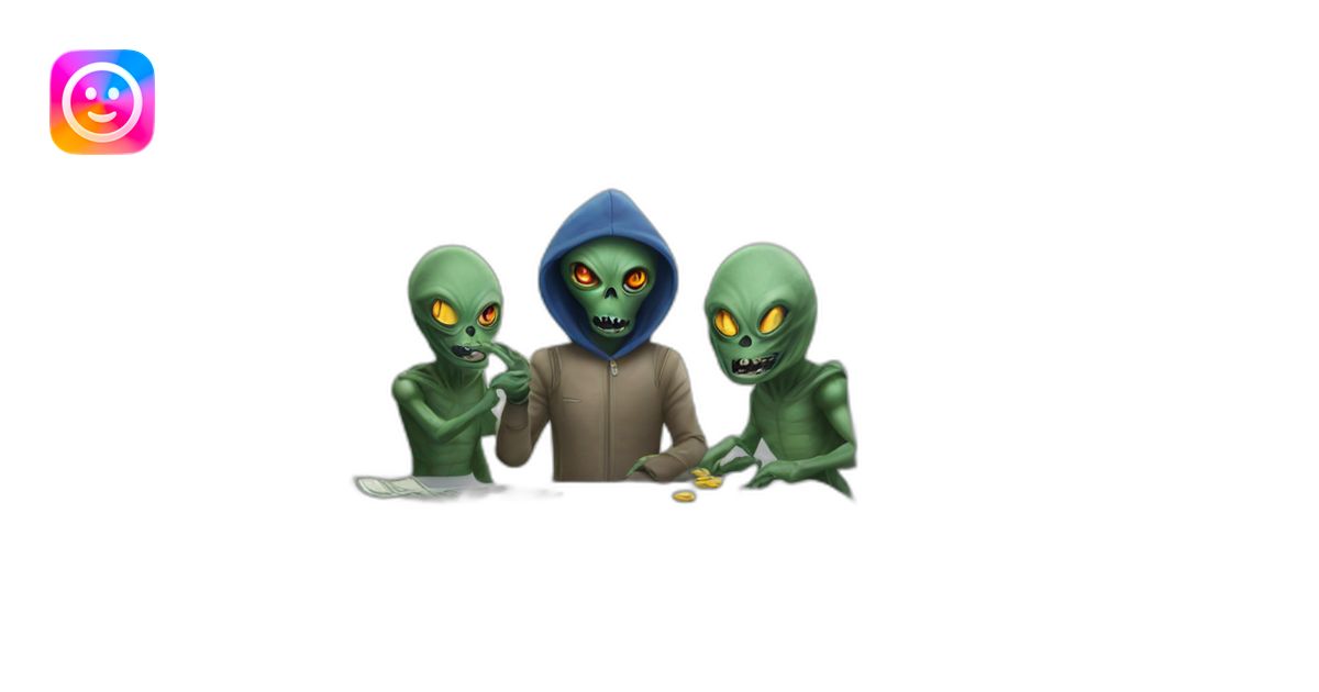 aliens robbing a bank emoji | AI Emoji Generator