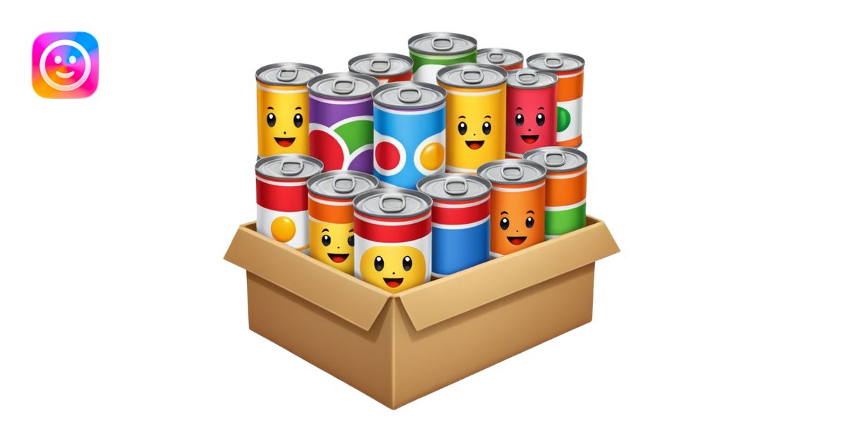 a box labeled food filled with canned food emoji | AI Emoji Generator