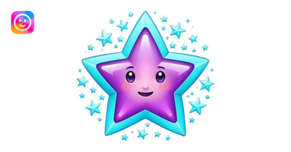 glitter purple and cian star emoji | AI Emoji Generator