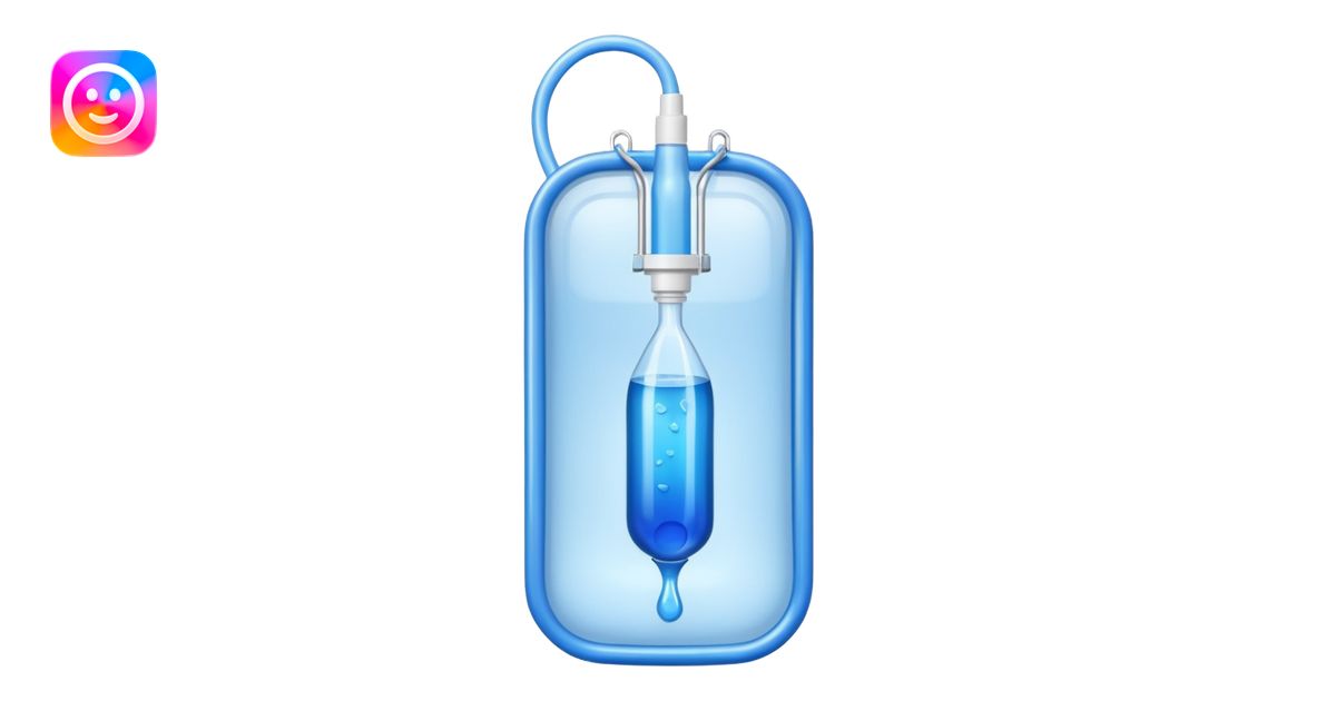IV bag with blue liquid emoji | AI Emoji Generator