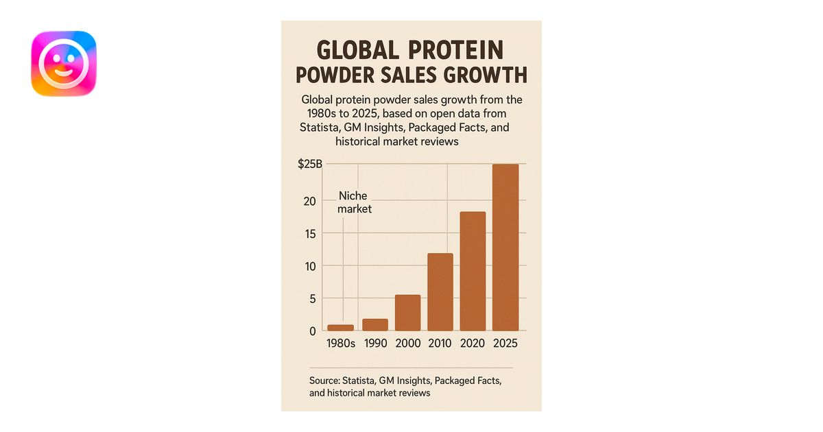 A gpt-style infographic chart showing global protein powder sales ...
