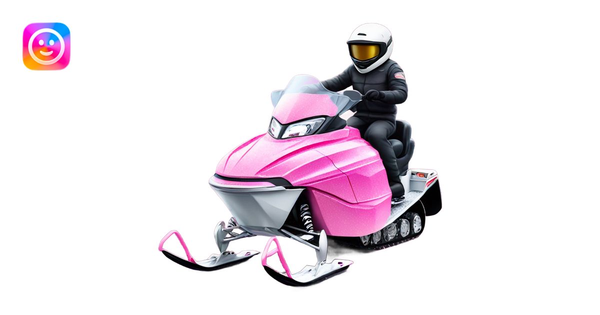 Pink ombre snowmobile with glitter emoji | AI Emoji Generator