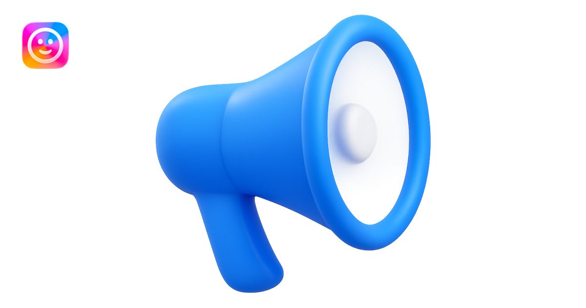 3D blue style megaphone, smooth plastic, vibrant blue, realistic ...