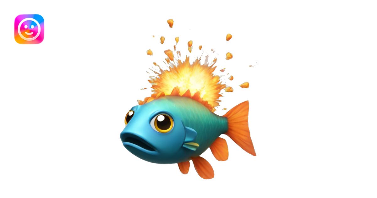 Exploding fish emoji | AI Emoji Generator