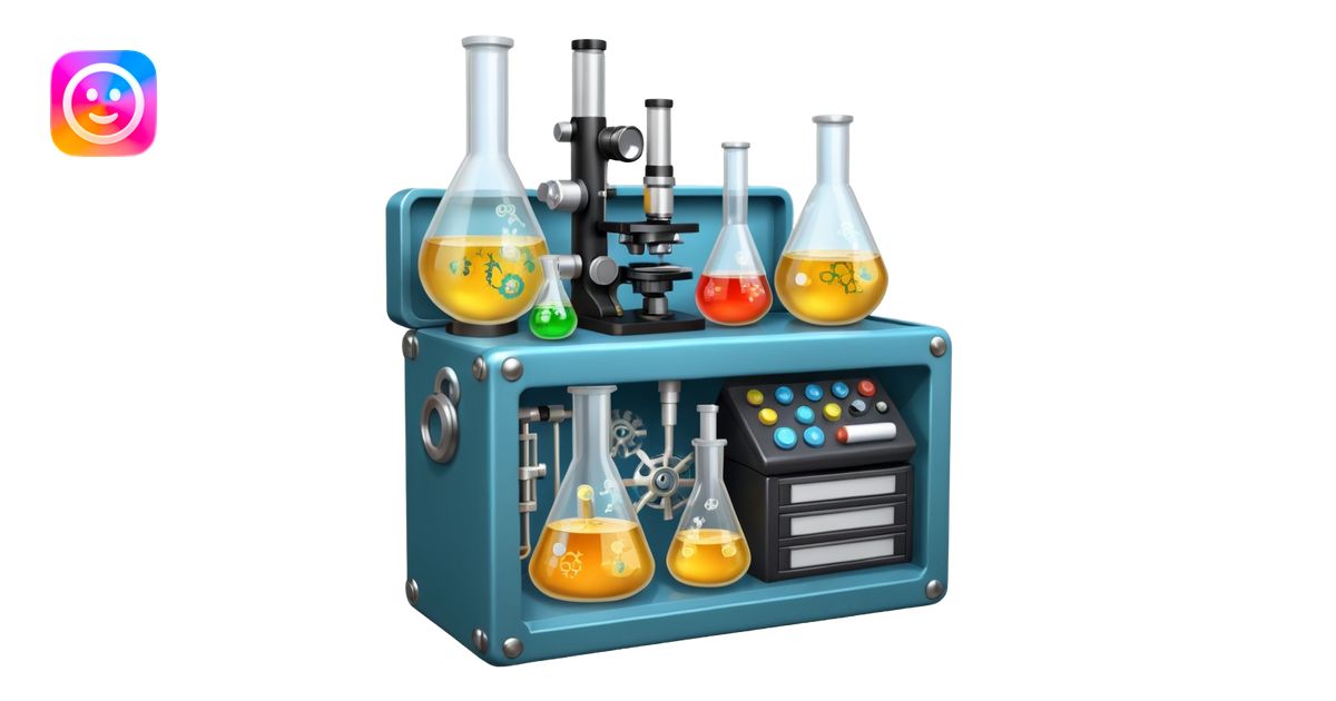 toolbox science, chemicals, mechanical gears, electronics, resistors ...
