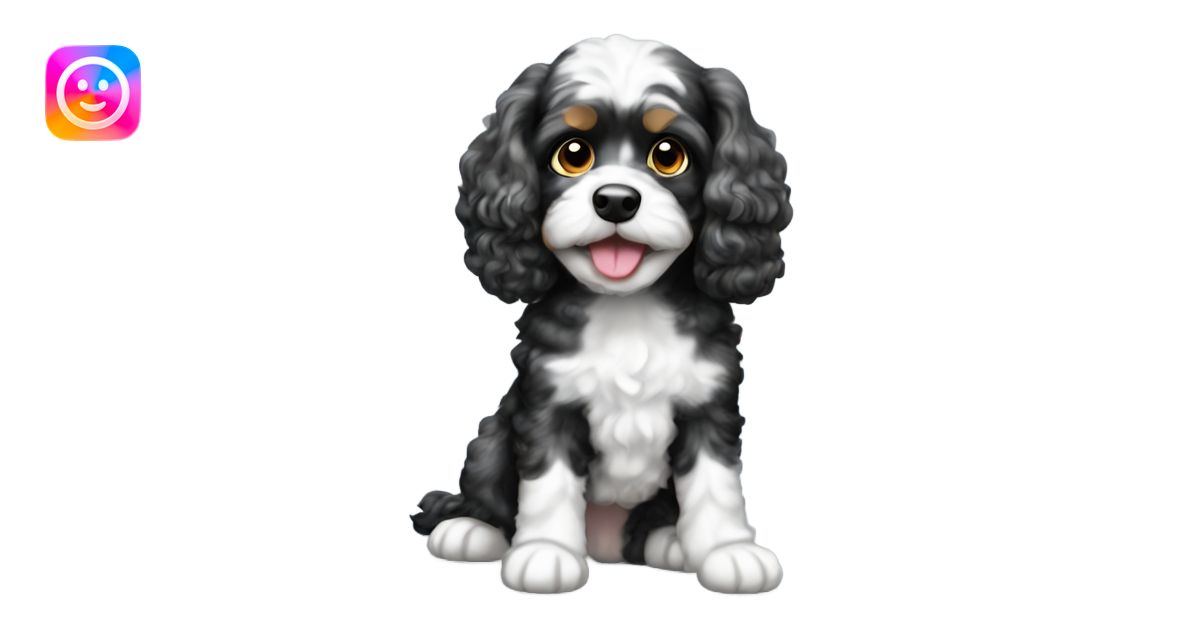 Black Merle cavapoo emoji | AI Emoji Generator