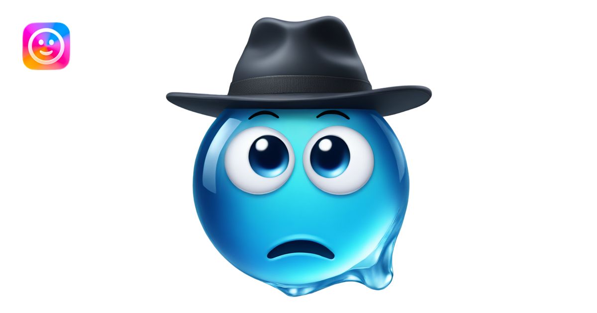 Water drop with eyes wearing a hat emoji | AI Emoji Generator