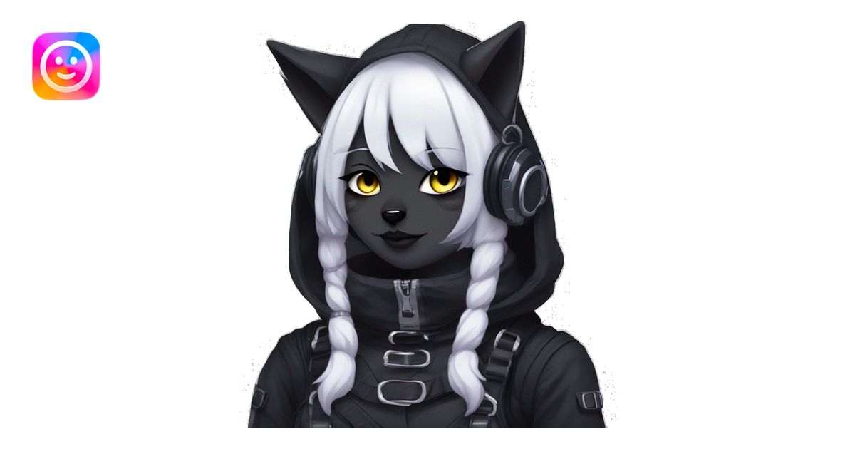 Gorgeous furry gothic dark techwear anime style anthro black cat ...