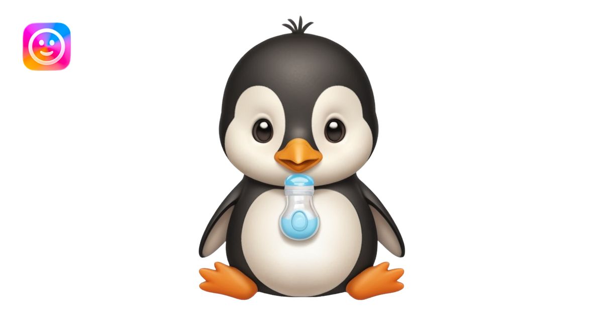 cute penguin in a diaper, pacifier in mouth emoji | AI Emoji Generator