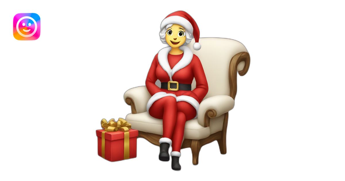 mrs santa claus sitting on puf emoji | AI Emoji Generator
