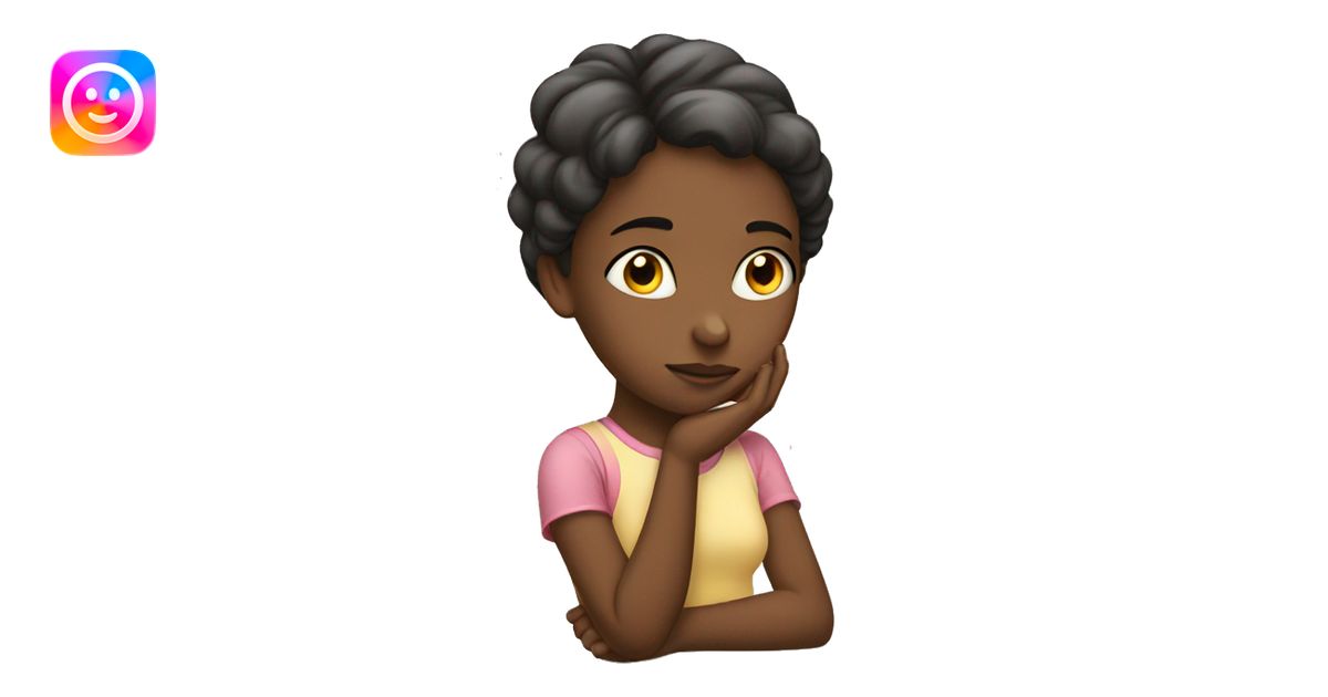 a girl thinking with a hand in her chin emoji | AI Emoji Generator