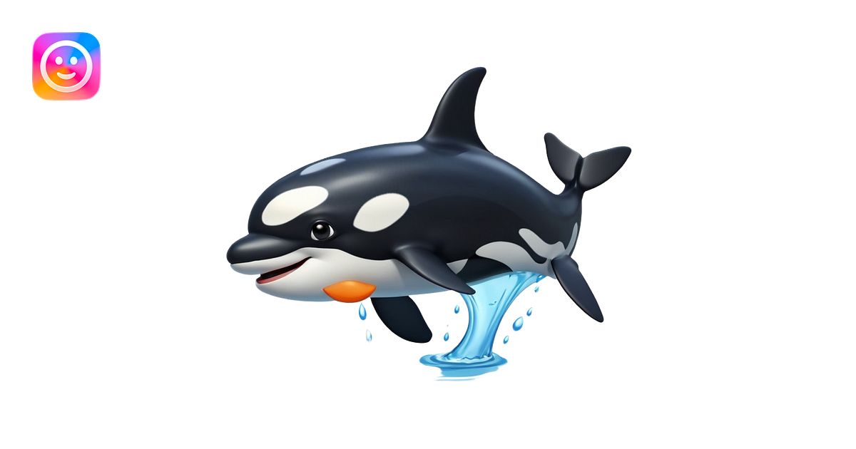 3d Cartoon orca with a tick emoji | AI Emoji Generator
