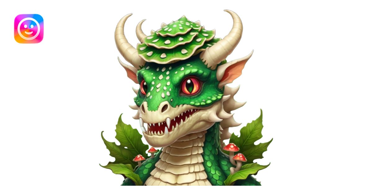 poisonous mushroom dragon beast portrait, head and shoulders only, face ...