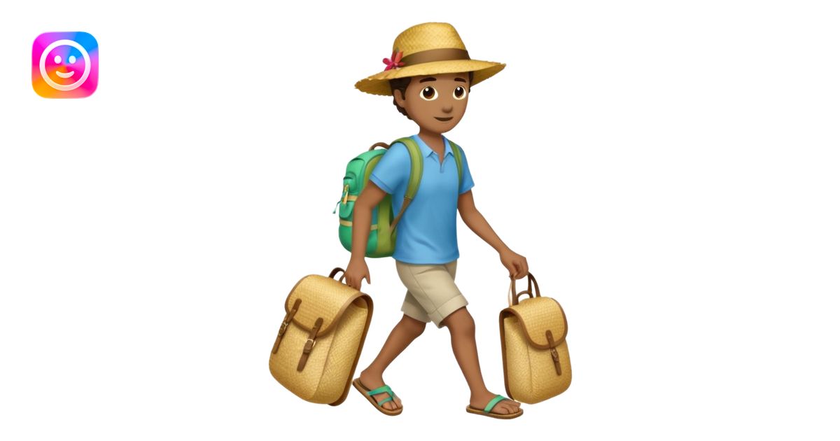 Créole réunionnais chapeau paille tong au pieds et sac a dos en paille ...
