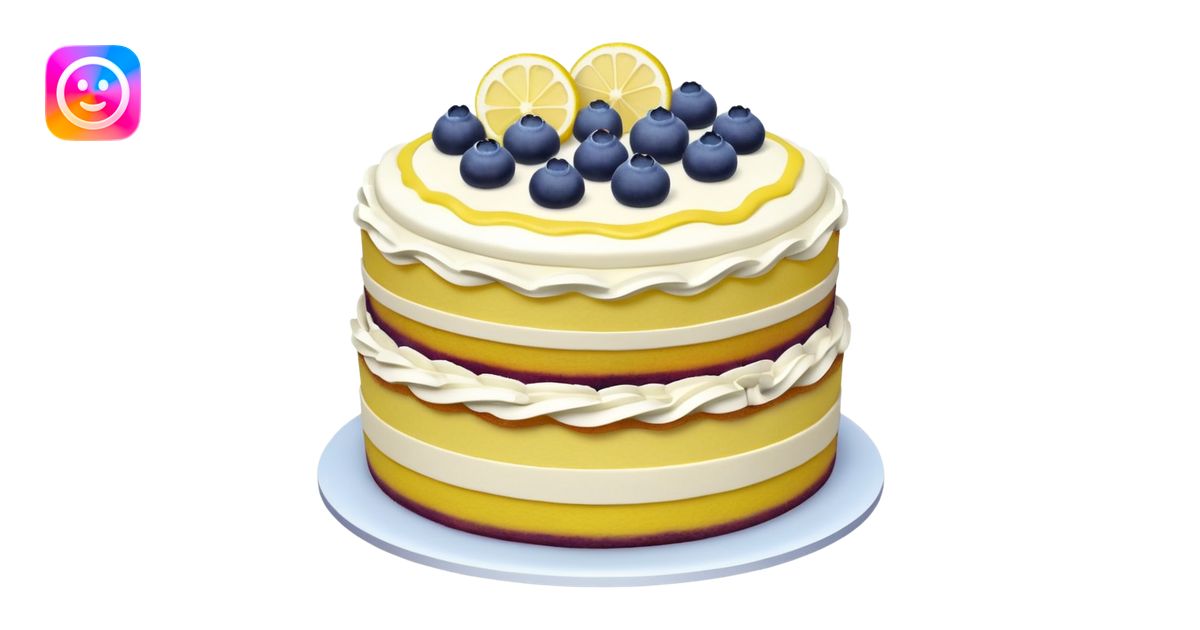 Triple layer lemon and blueberry cake emoji | AI Emoji Generator