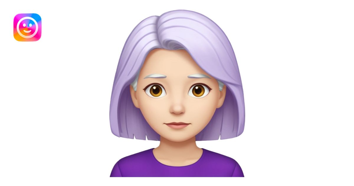 white hair and purple blouse emoji | AI Emoji Generator