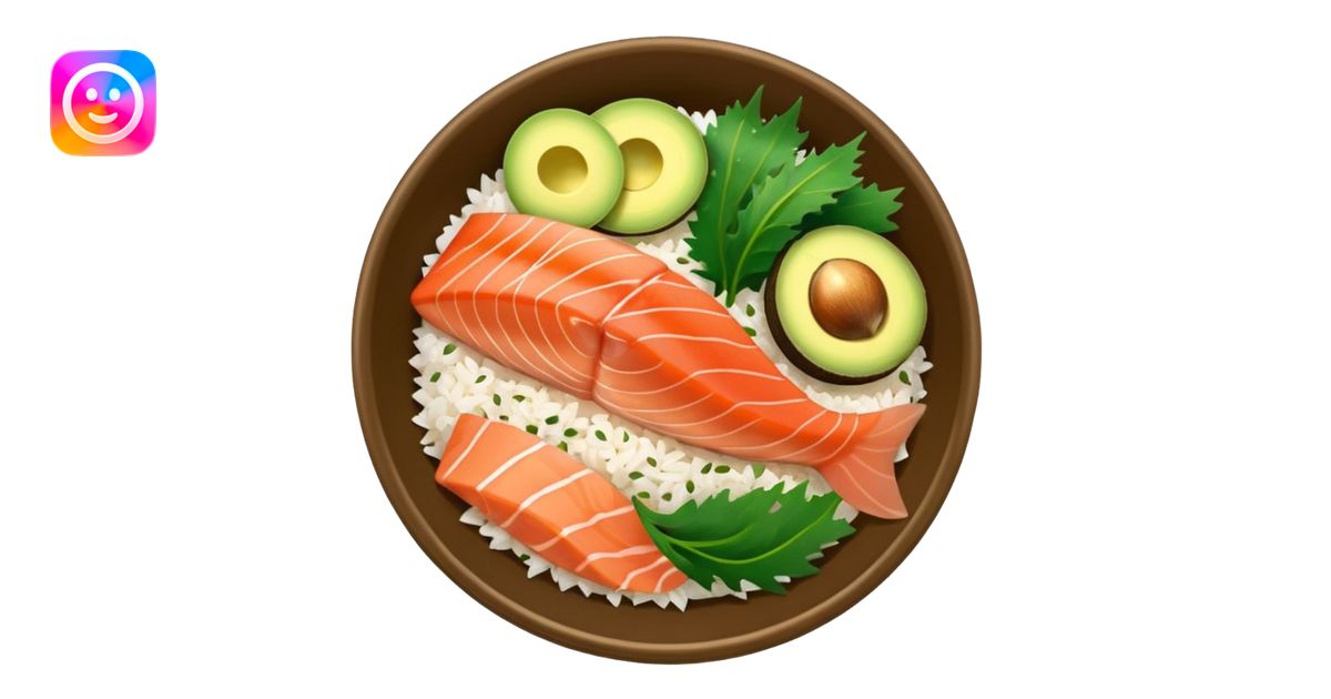 salmon poke bowl with clear and clean colors without watercolor effect ...