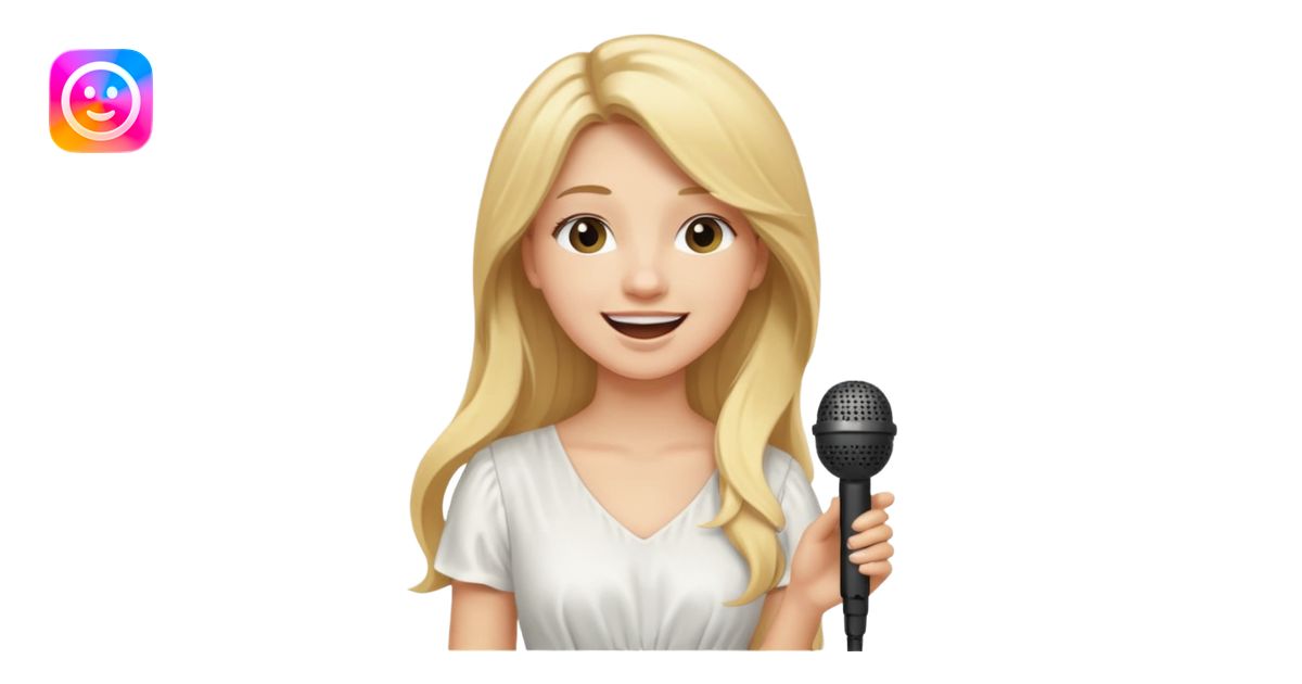 Singer Young woman – long blonde hair, around 20s, white dress, singing ...