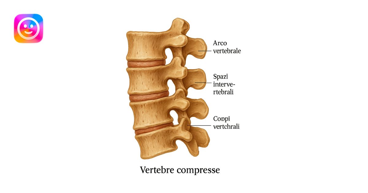 realistic anatomical image of compressed vertebrae only, lateral view ...
