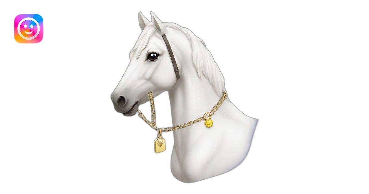 White stallion mustang wearing a key around the neck only necklace no ...