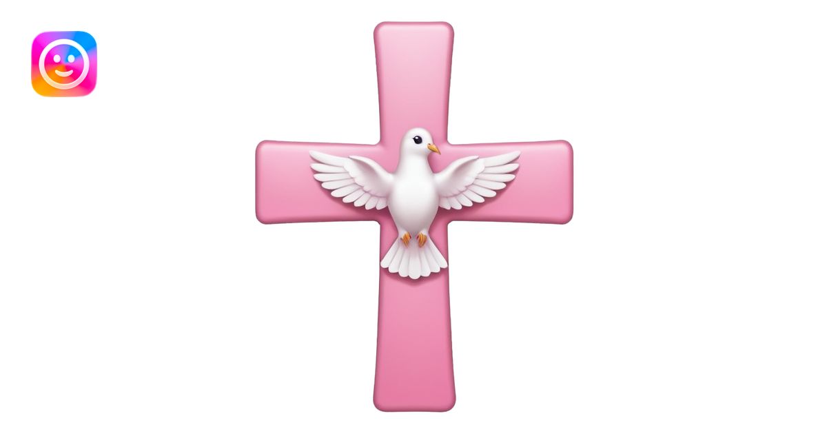 Pink and white simple cross with a dove emoji | AI Emoji Generator