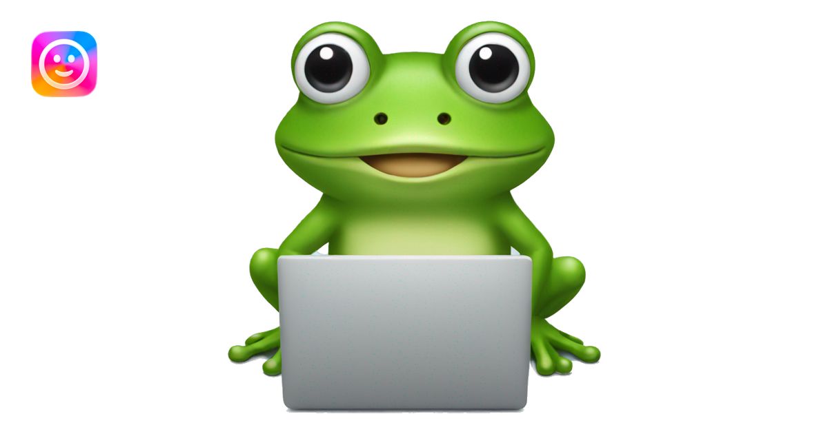 Frog using computer emoji | AI Emoji Generator