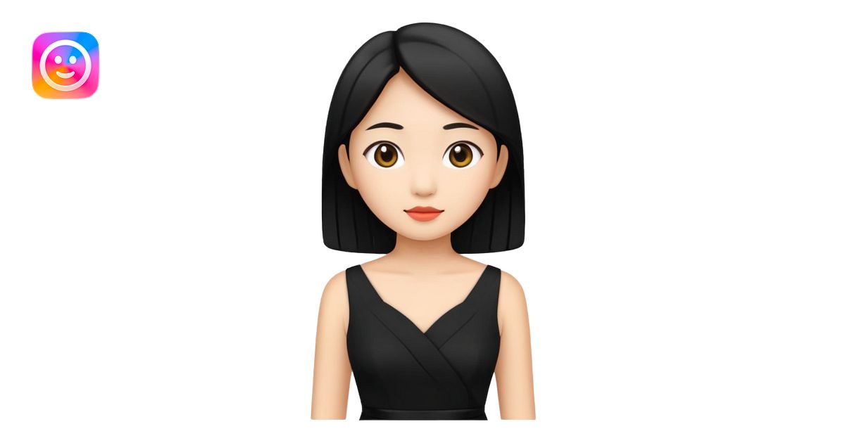 asian young woman in black dress emoji | AI Emoji Generator