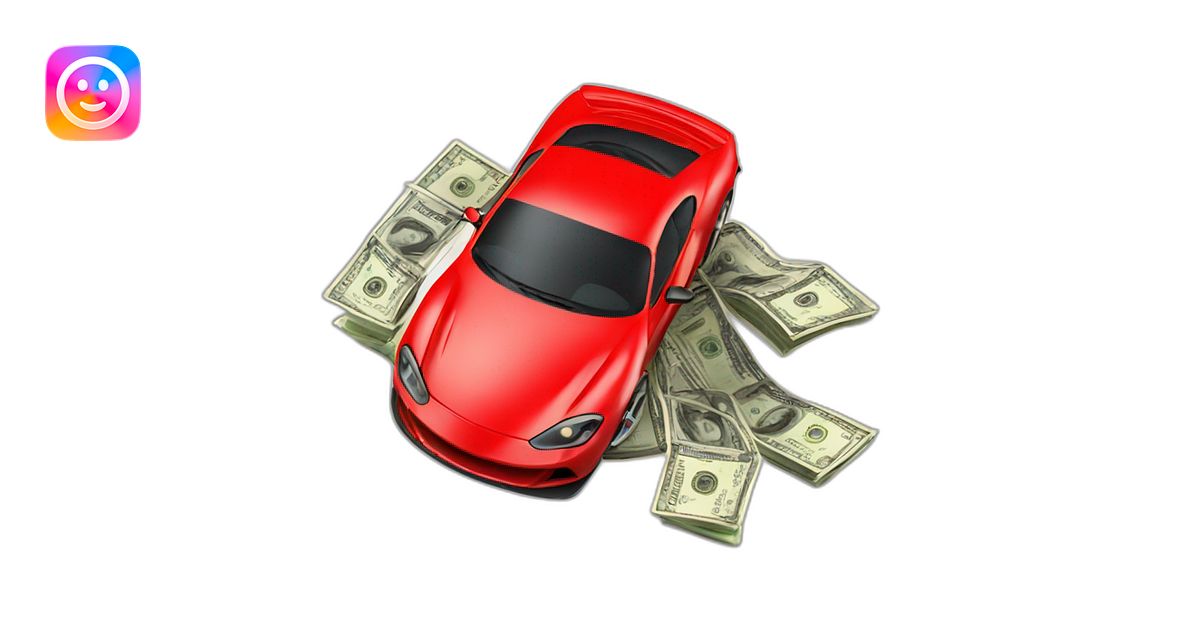 red sports car with money on top emoji | AI Emoji Generator