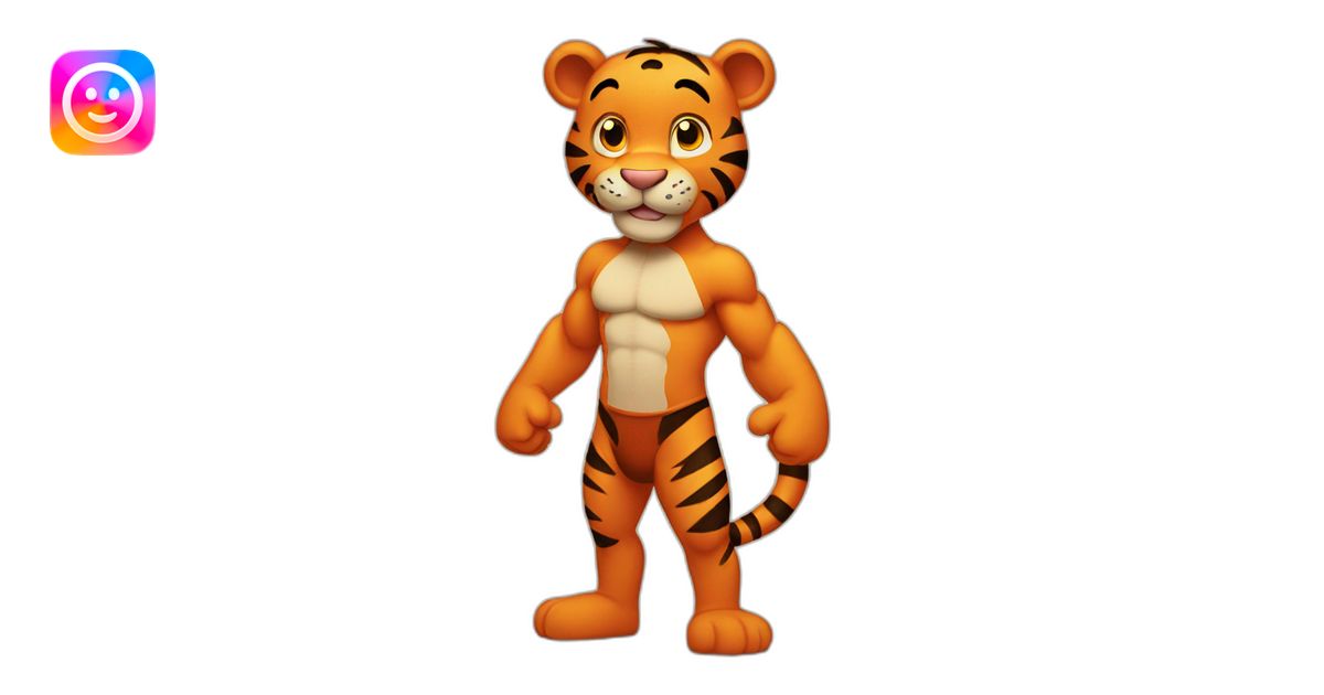 Tigger with a muscle chest and skinny arms emoji | AI Emoji Generator