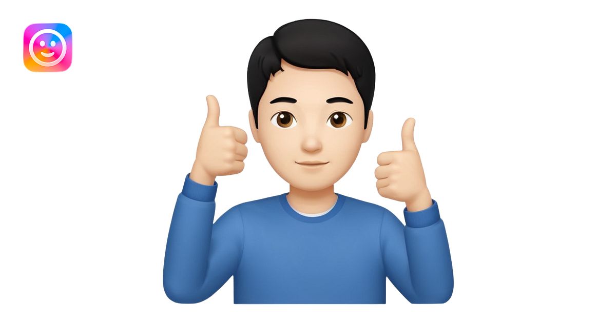 3D avatar of a Korean male frontend developer, clean 5:5 middle part ...